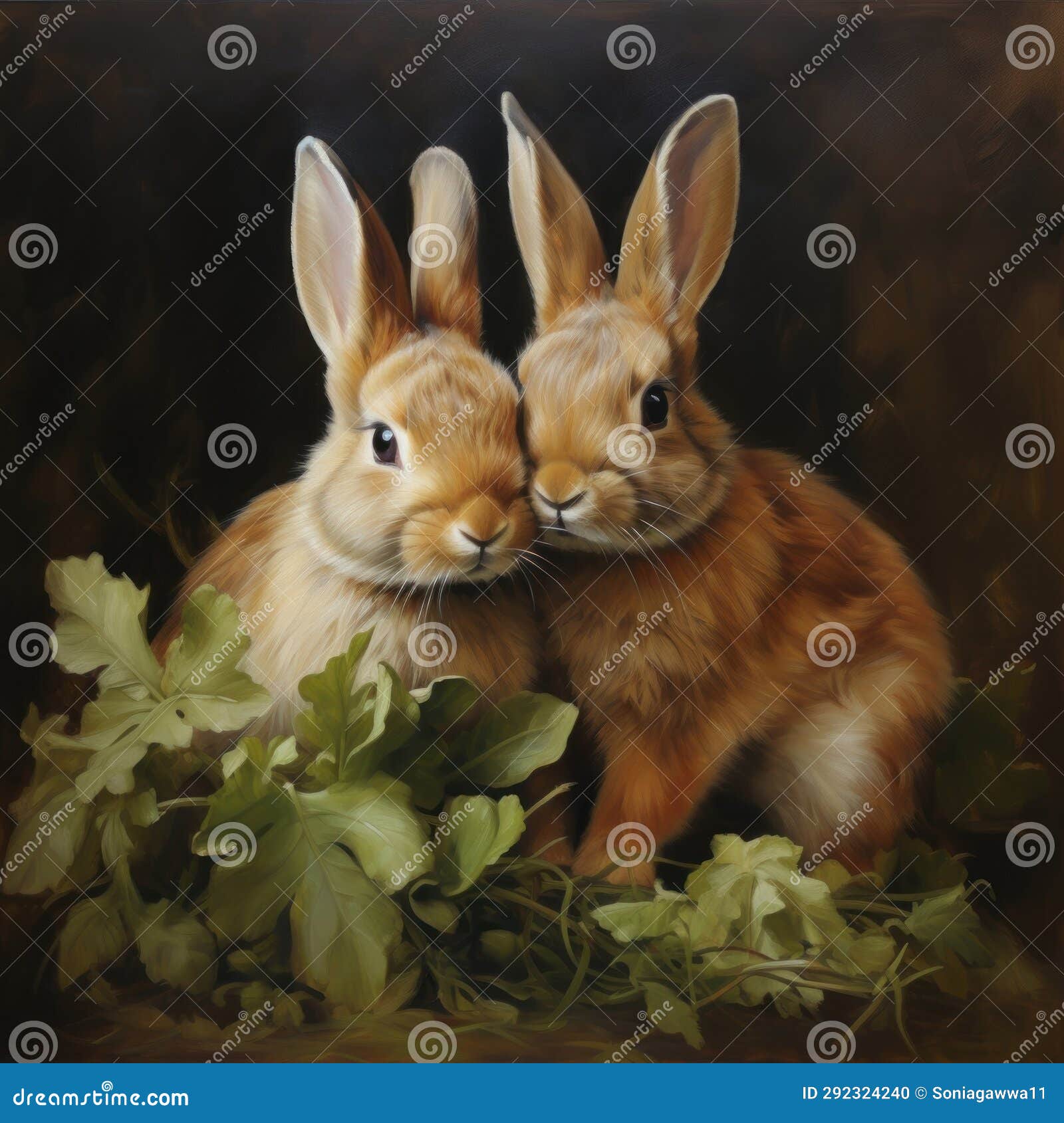 A Pair of Playful and Affectionate Rabbits Grooming Each Other by AI ...