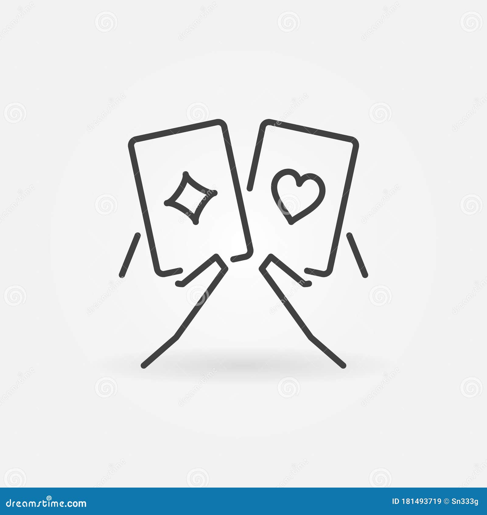 Pair of Playing Cards in Hands Vector Outline Icon Stock Vector ...