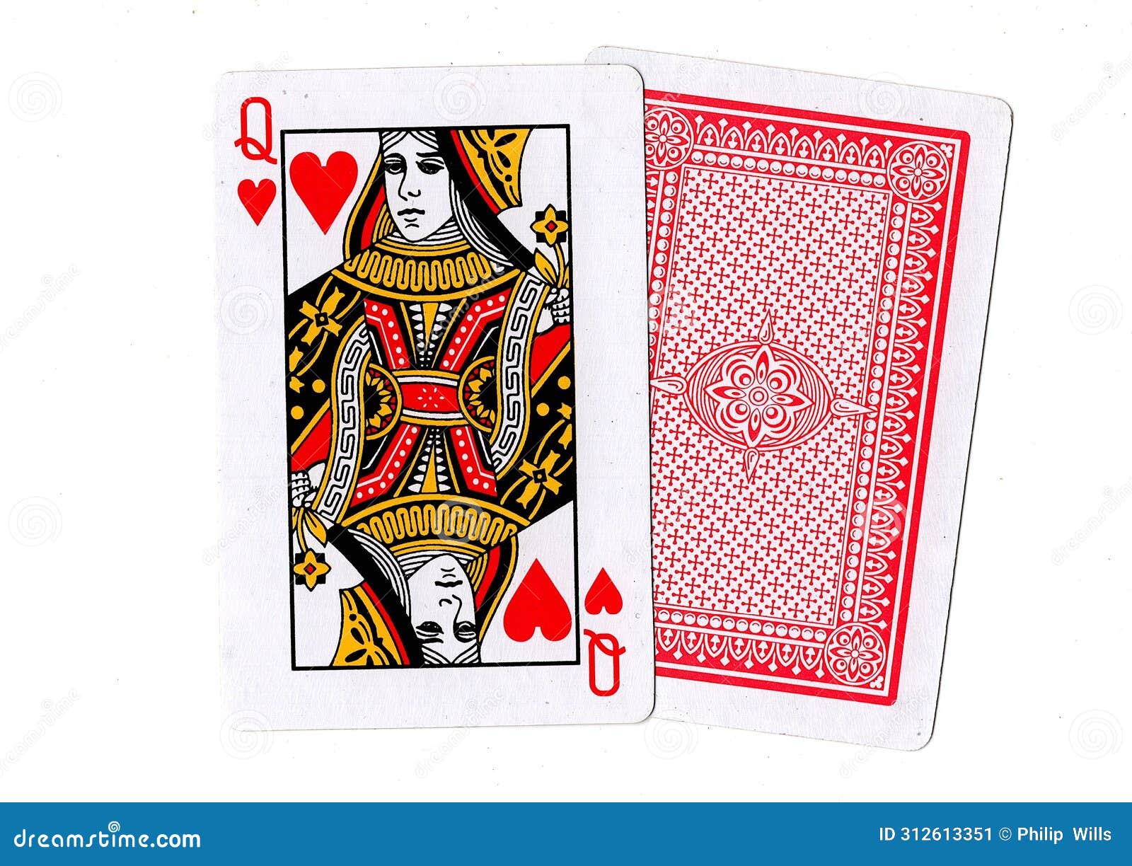 A Pair of Playing Cards with the Queen of Hearts Revealed. Stock ...