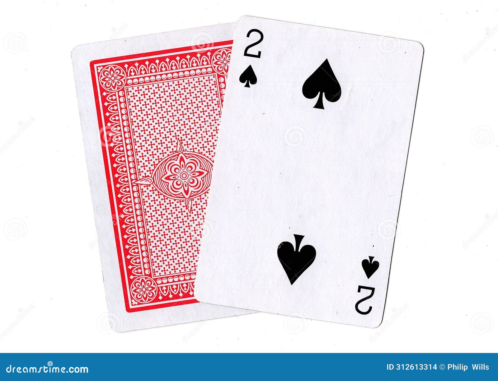 A Pair of Playing Cards with the Two of Spades Revealed. Stock ...