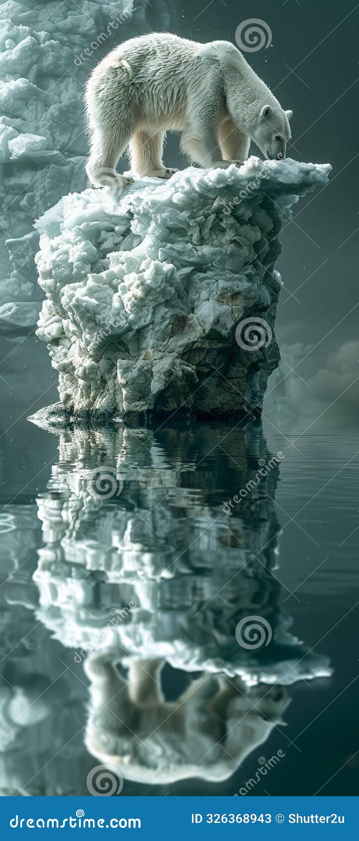 A Pair Of Polar Bears Stranded On An Iceberg Melting Due To Pollution ...