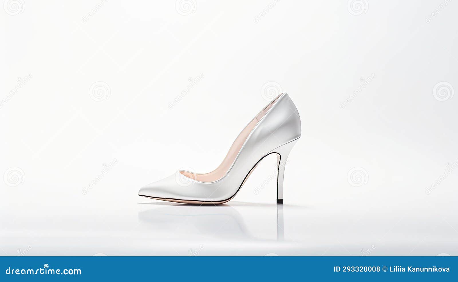A Pair of Pristine White High Heel Bridal Shoes on a White Surface for ...