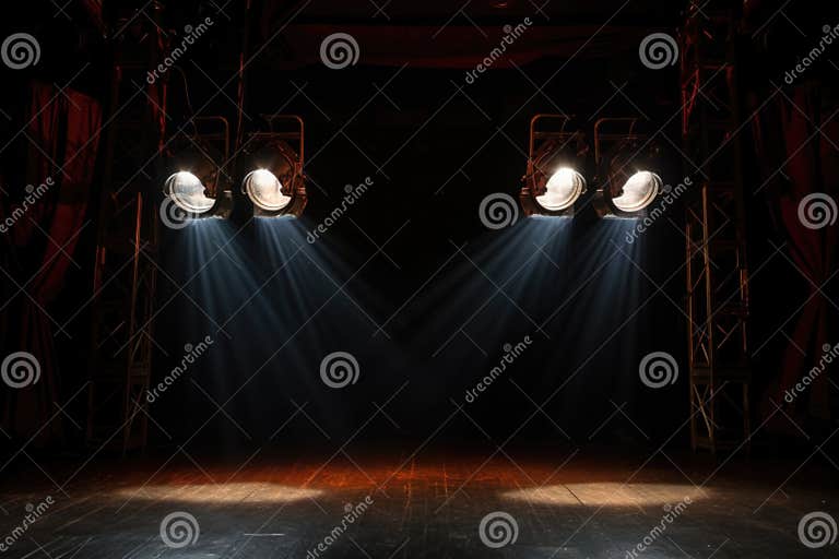 A Pair of Professional Spotlight on a Theatre Stage Stock Illustration ...