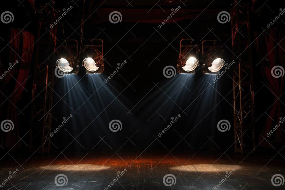 A Pair of Professional Spotlight on a Theatre Stage Stock Illustration ...