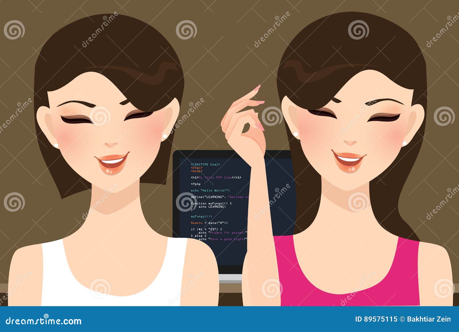 Pair Programming Beautiful Woman Girl Coding in Front of Screen Stock ...