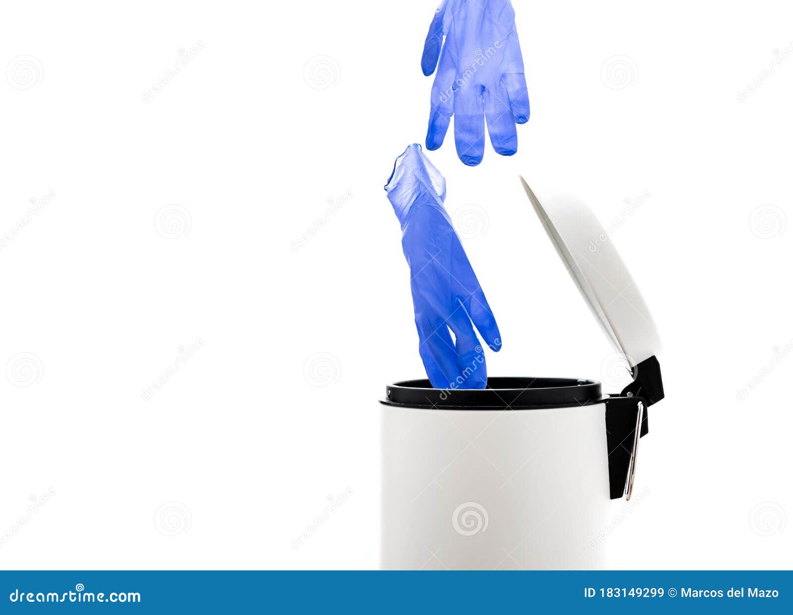 Pair of Protective Gloves Going To the Garbage Trash Bin Stock Image ...