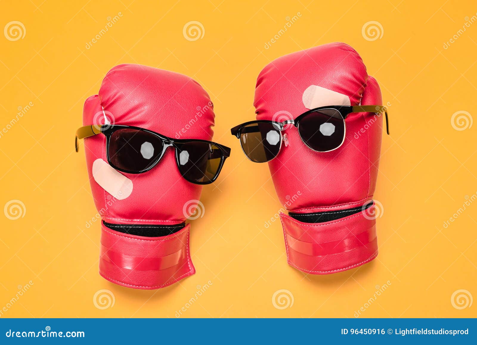 Pair of Red Boxing Gloves in Sunglasses Making Smiley Composition Stock ...