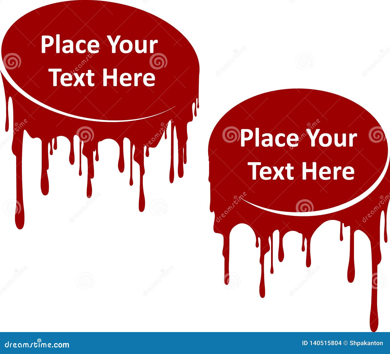 Pair of Red Dripping Paint Decors with Place for Your Text. Template ...