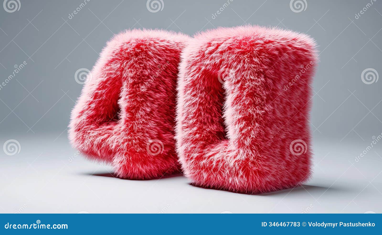 A Pair of Red Furry Letters on a Gray Background Stock Illustration ...