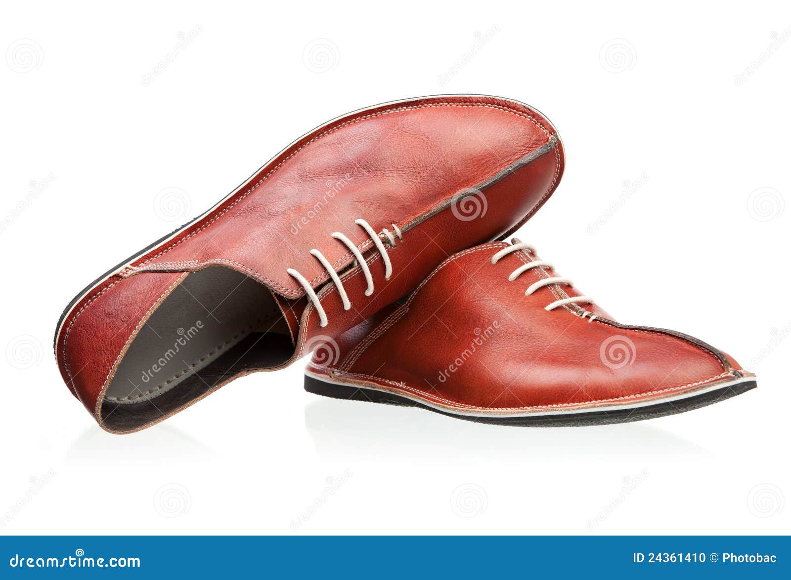 Pair of Red Men Shoes Over White Stock Photo - Image of modern ...