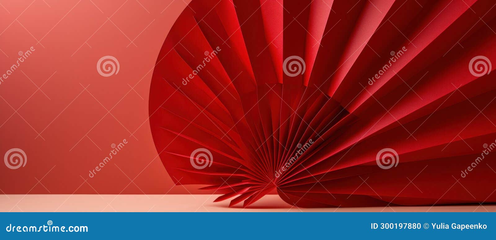 A Pair of Red Paper Fans on a Red Background, Panoramic Scale Stock ...