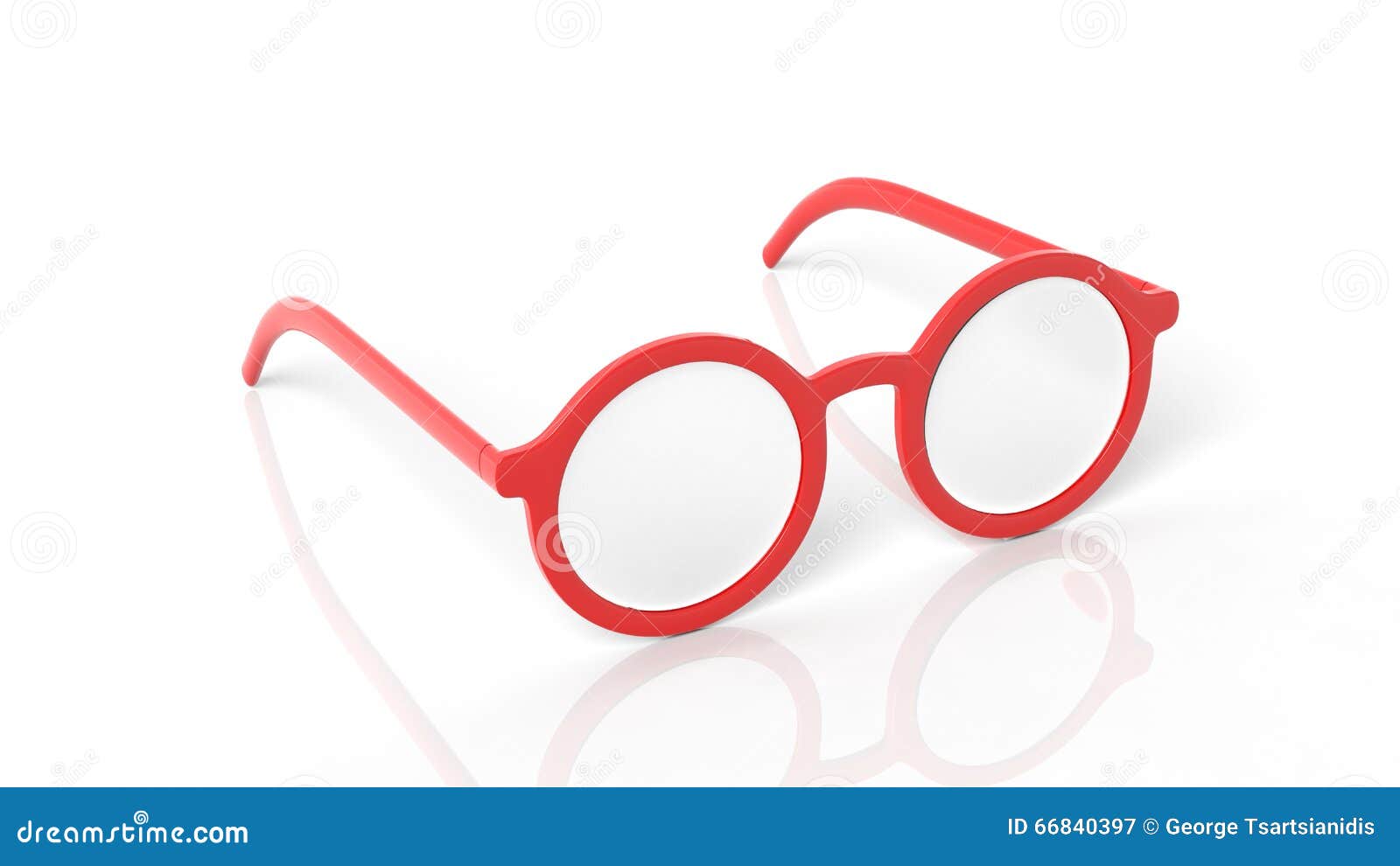 Pair of Red Round-lens Eyeglasses Stock Illustration - Illustration of ...
