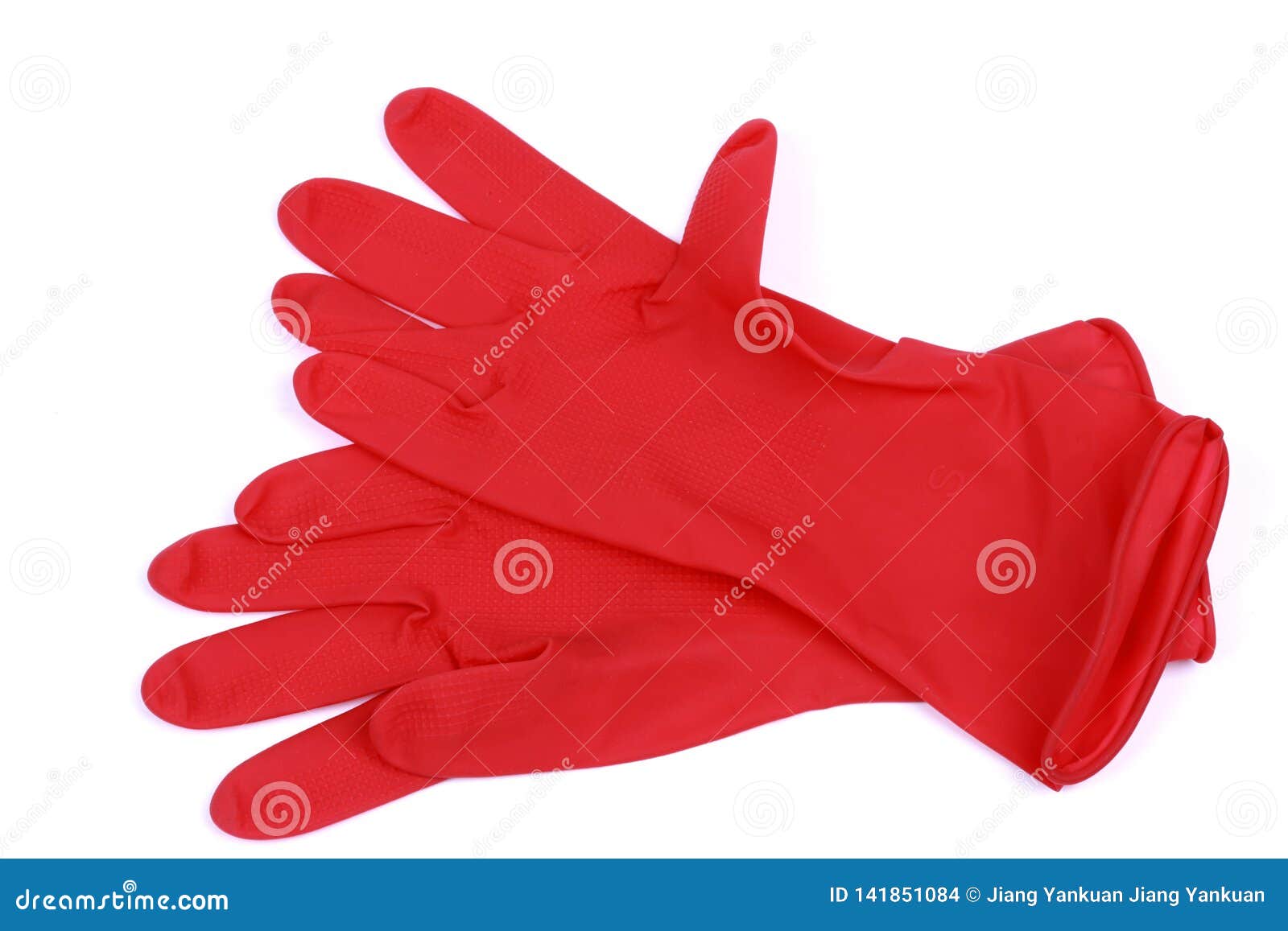 A Pair of Red Rubber Gloves Stock Photo - Image of hygiene, protection ...