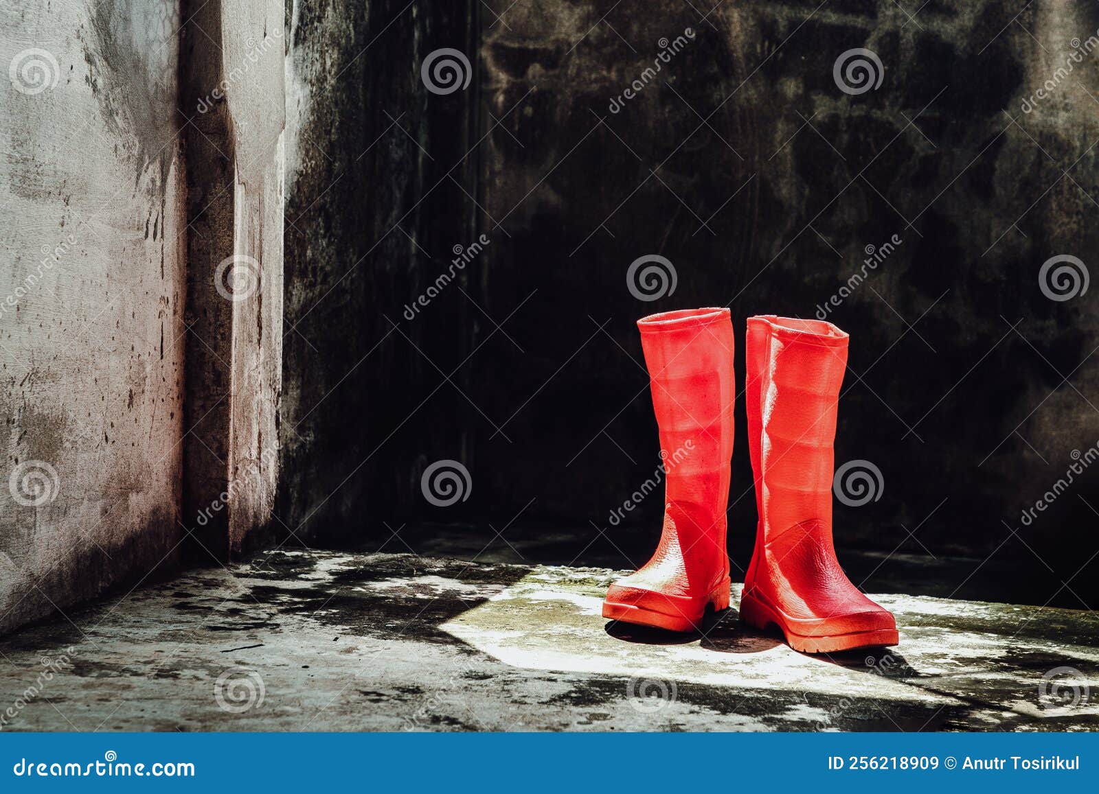 Pair of Red Rubber Rain Boots Stock Image - Image of protect, rain ...