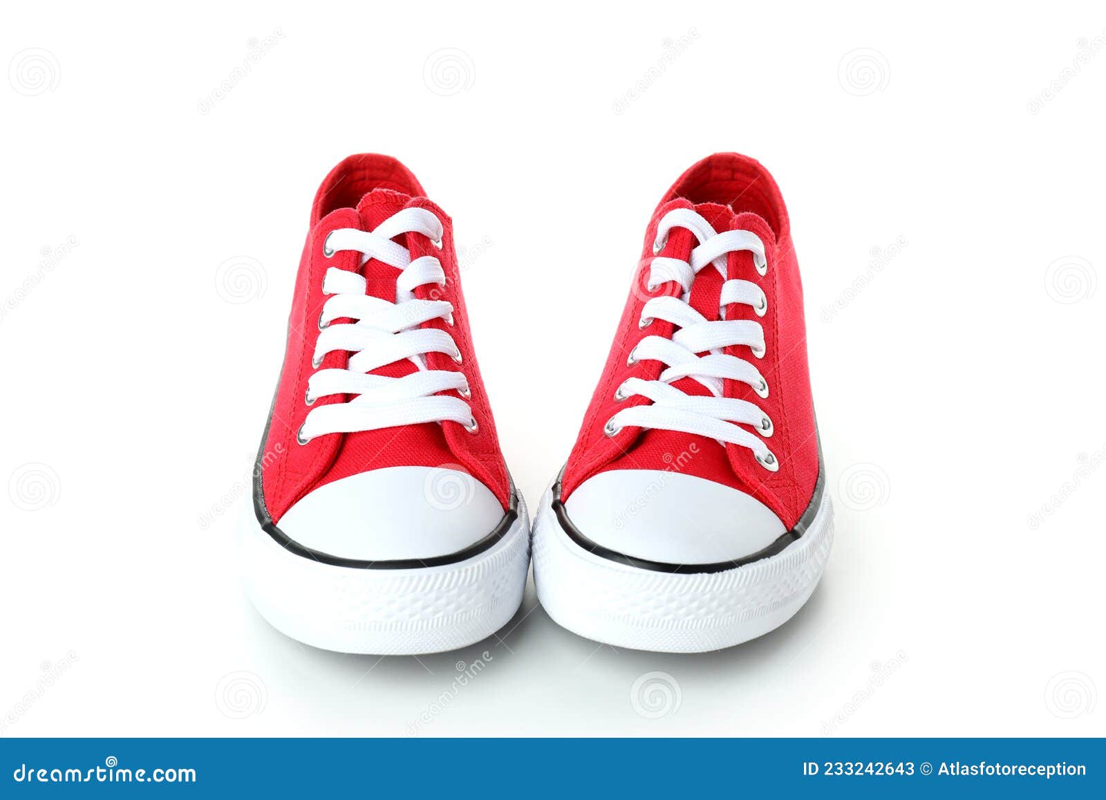 Pair of Red Sneakers Isolated on White Background Stock Image - Image ...