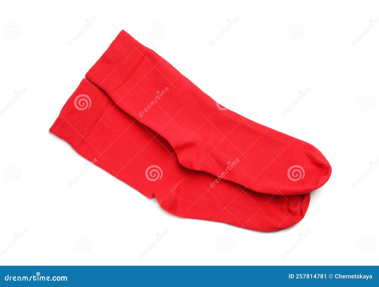 Pair of Red Socks on White Background, Top View Stock Image - Image of ...