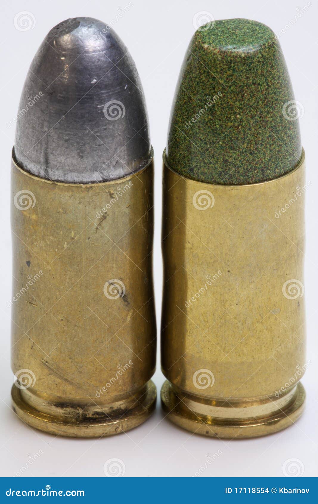 Pair Of Reloaded Pistol Cartridges Stock Photo - Image of brass, white ...