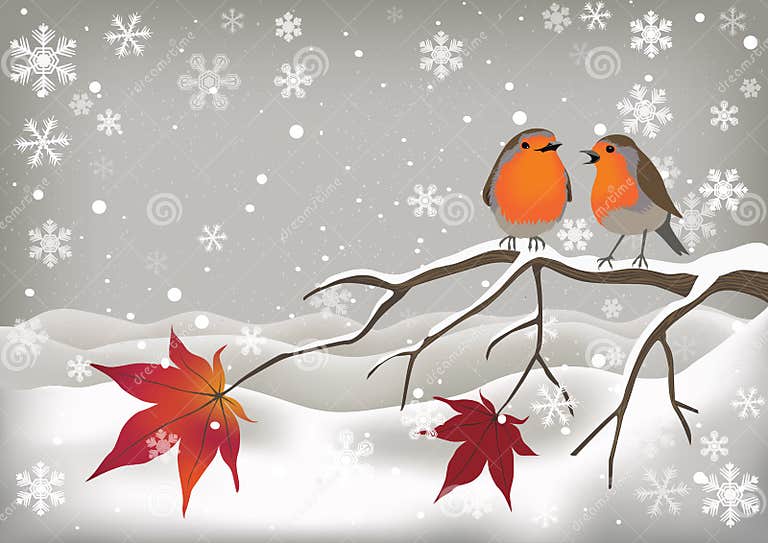 Pair Of Robins Stock Vector Illustration Of Background 82195627