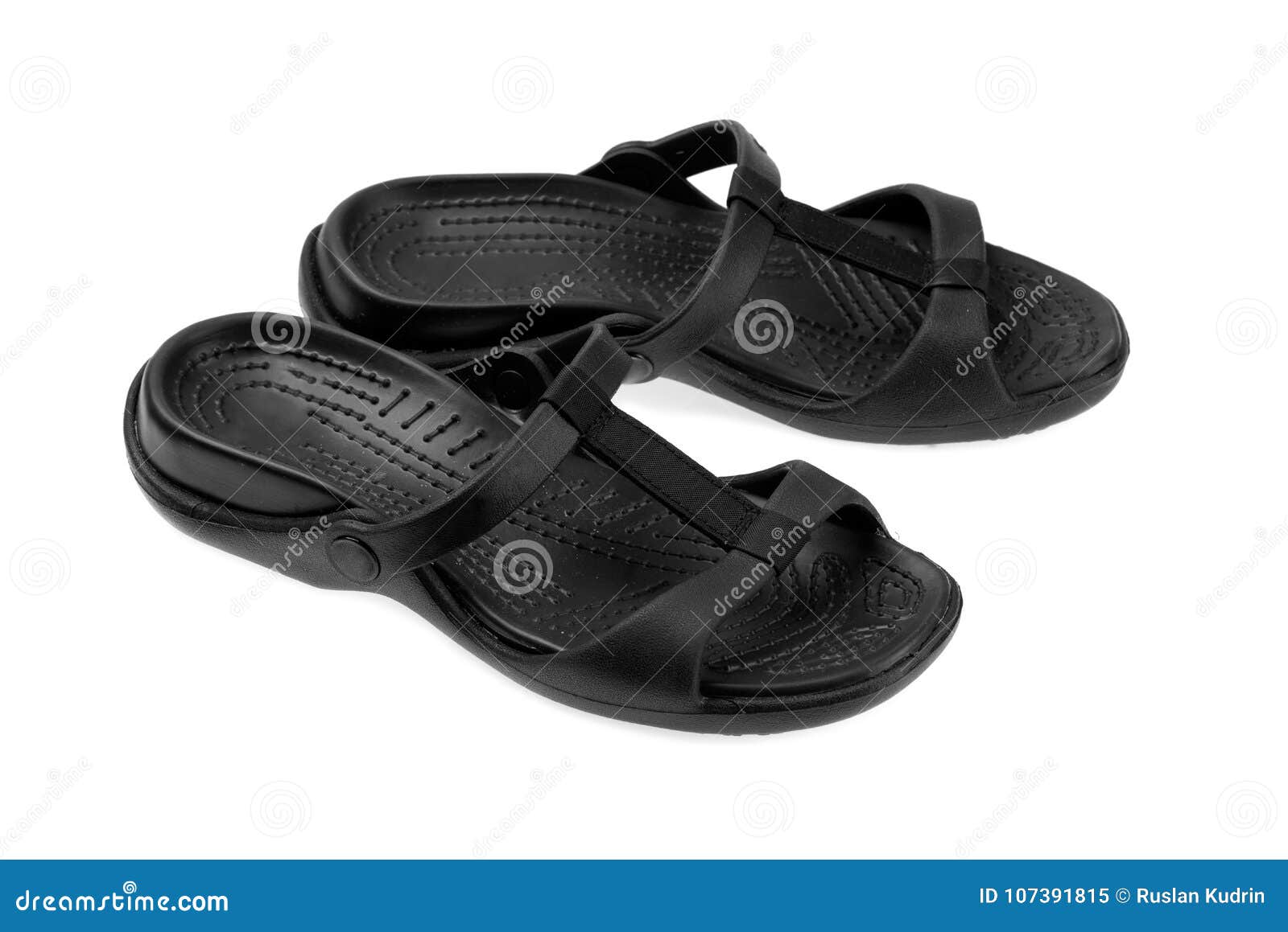 Pair of Rubber Slippers on a White Stock Image - Image of isolated ...