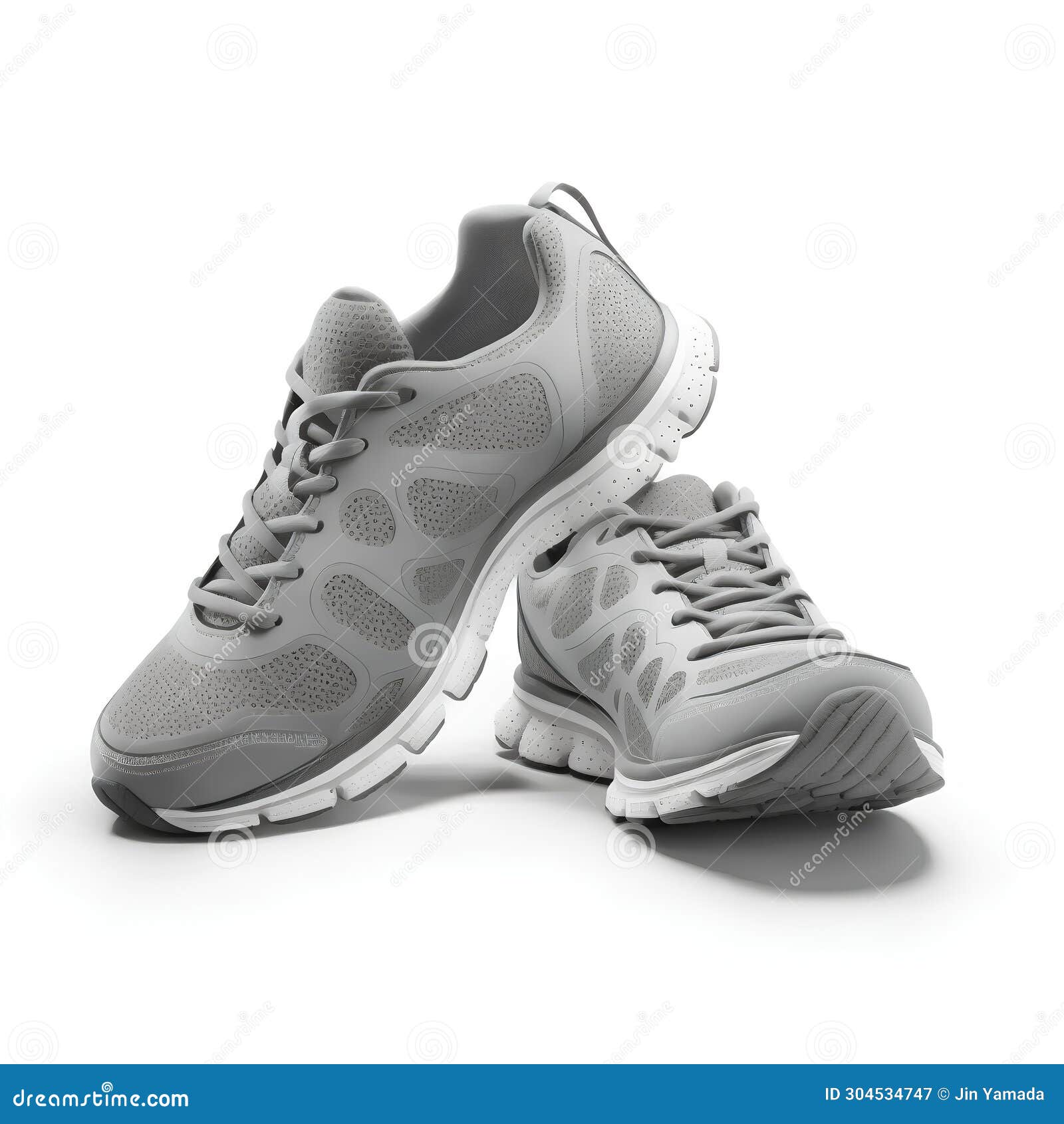 Pair of Running Shoes on White Background. 3D Illustration Stock ...