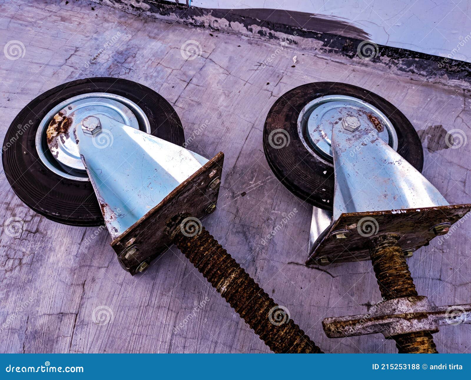 Damaged trolley wheels stock photo. Image of vintage - 215253188