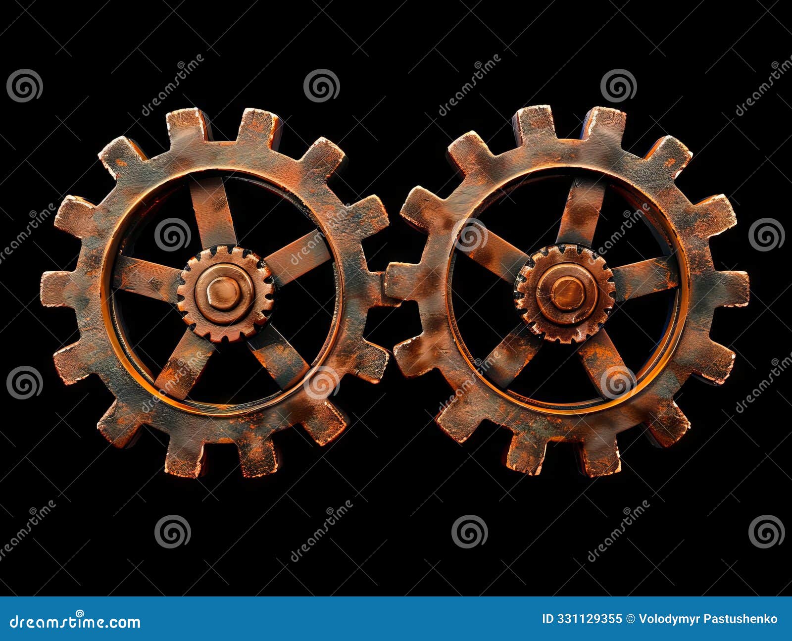 A Pair of Rusty Gears on a Black Background Stock Image - Image of ...