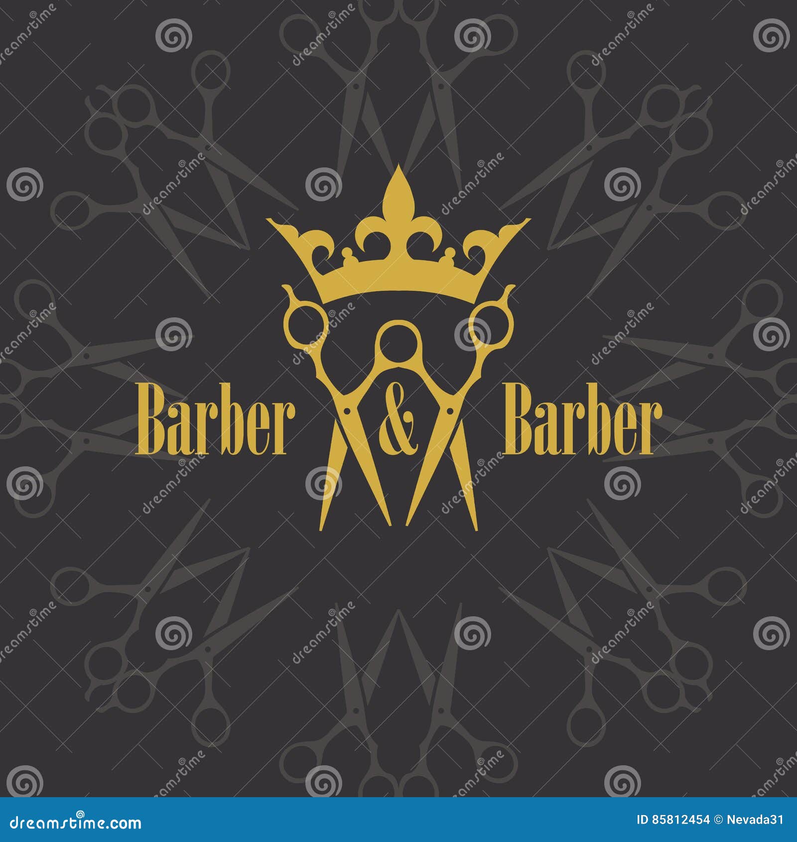 Pair of Scissors with Crown Stock Illustration - Illustration of retro ...