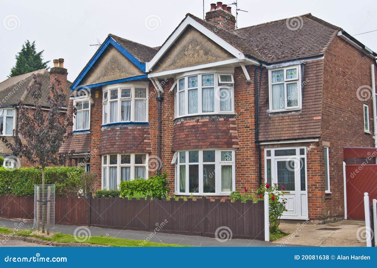 Pair of Semi Detached Houses in an Urban Area Stock Photo - Image of ...