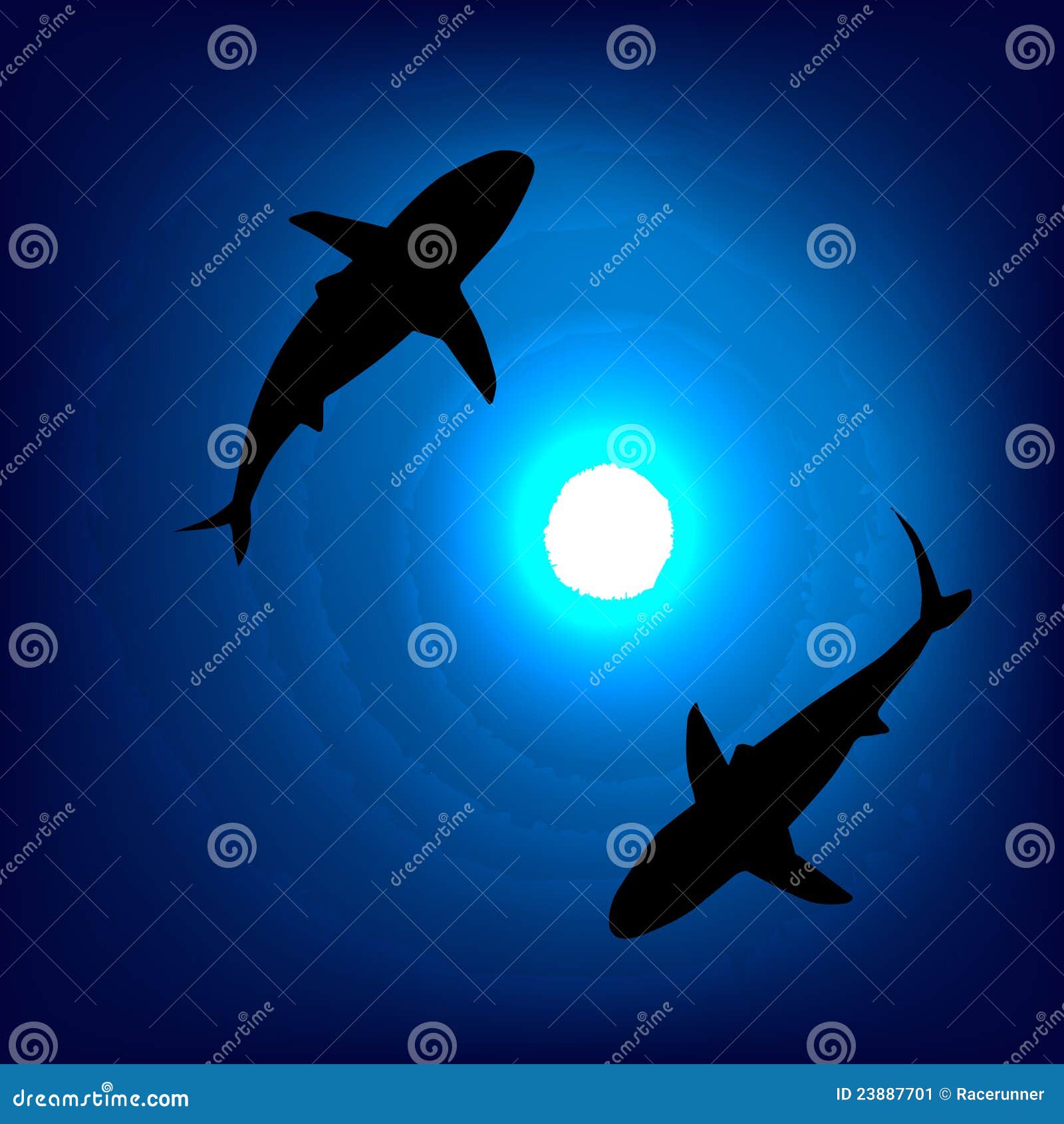 A Pair of Sharks in the Depths of the Sea Stock Vector - Illustration ...