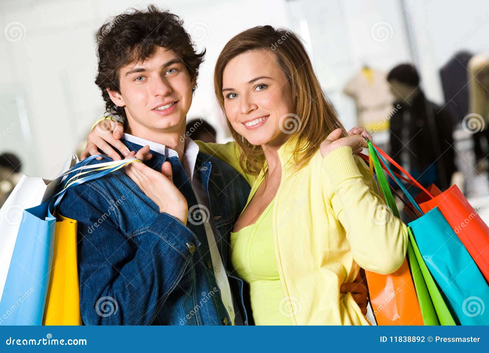 Pair of shoppers stock photo. Image of handsome, girl - 11838892