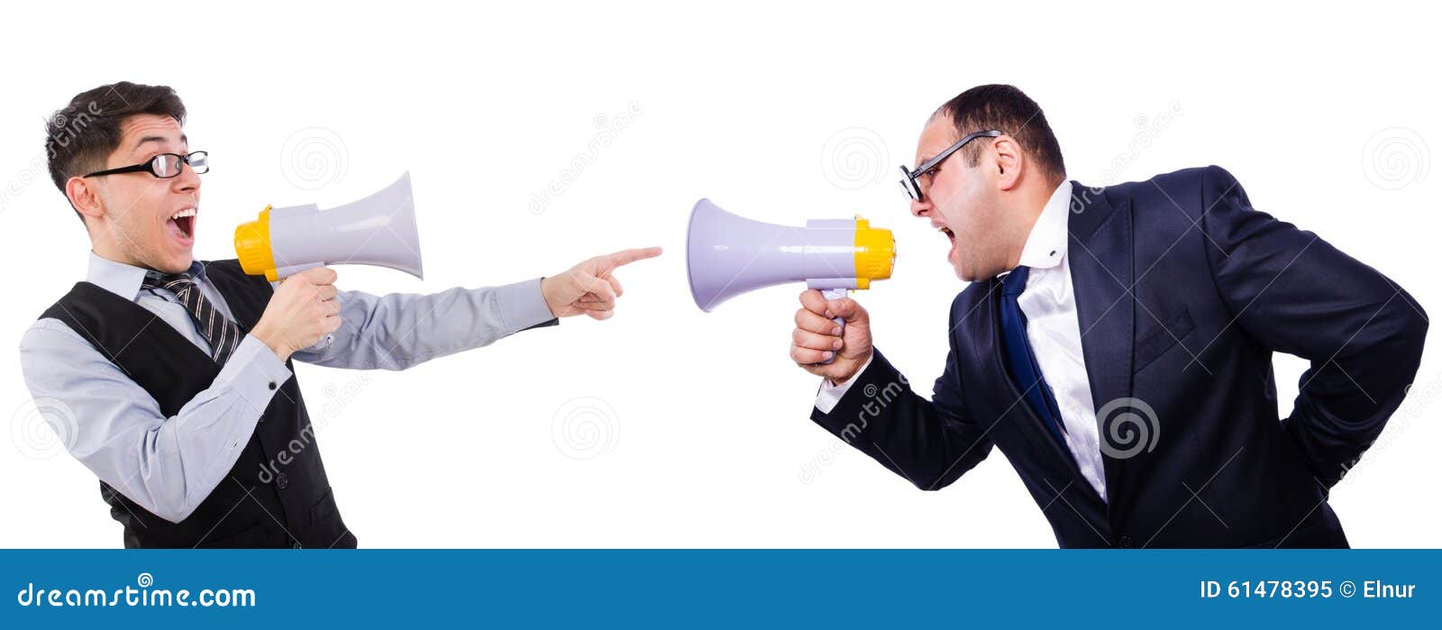 The Pair Shouting at Each Other Via Loudspeaker Stock Image - Image of ...