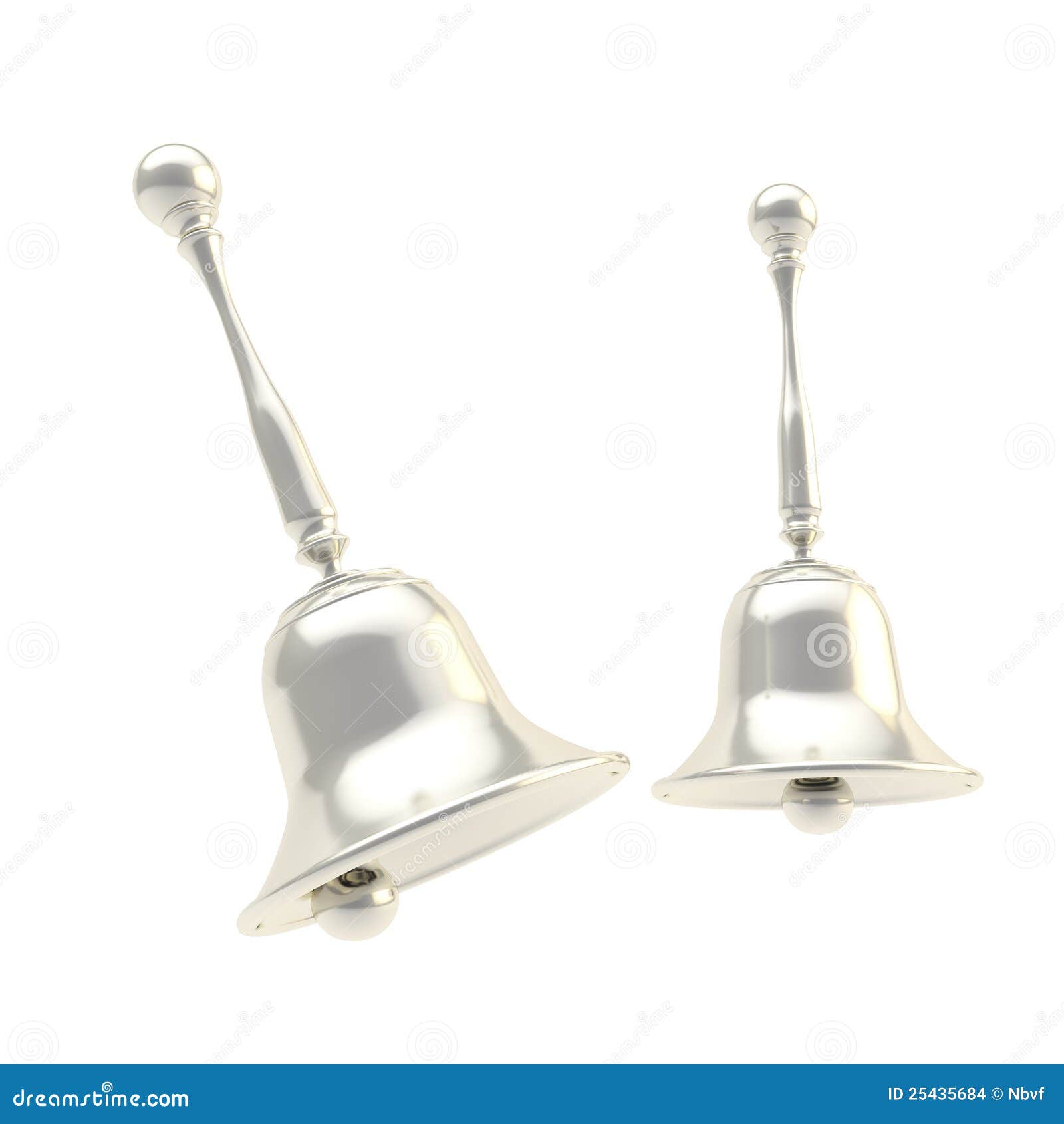 Pair of Silver Handbells Isolated on White Stock Illustration ...