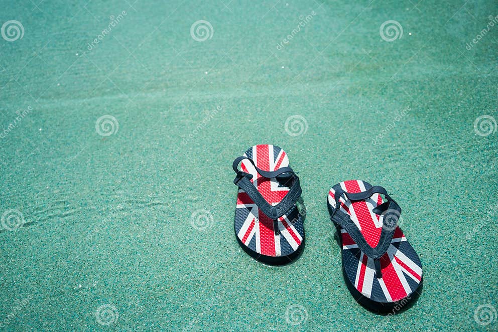 A Pair of Slippers in Pool Side Stock Image - Image of tropical ...