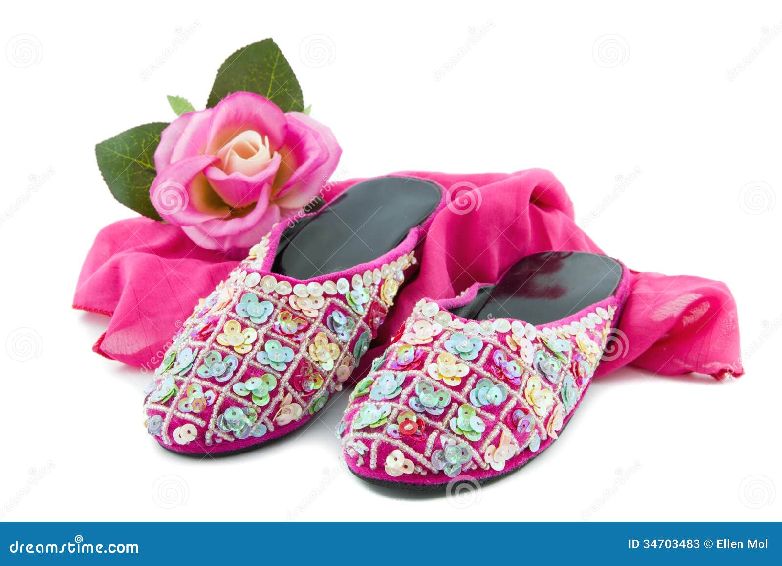 Pair of Slippers and Silk Scarf Stock Image - Image of fashion, silk ...