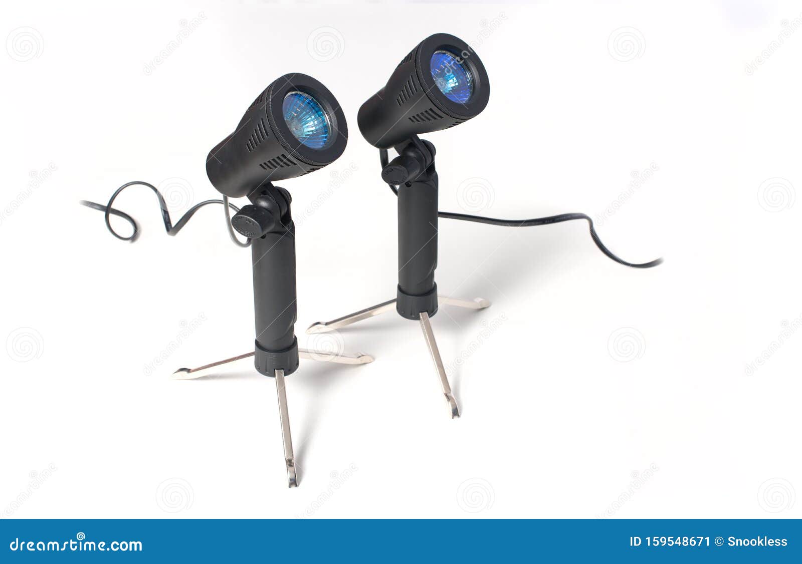 Pair of small spotlights stock image. Image of projection - 159548671
