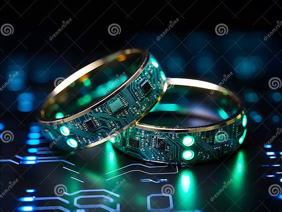 A Pair of Smart Electronic Wedding Rings Stock Photo - Image of ...