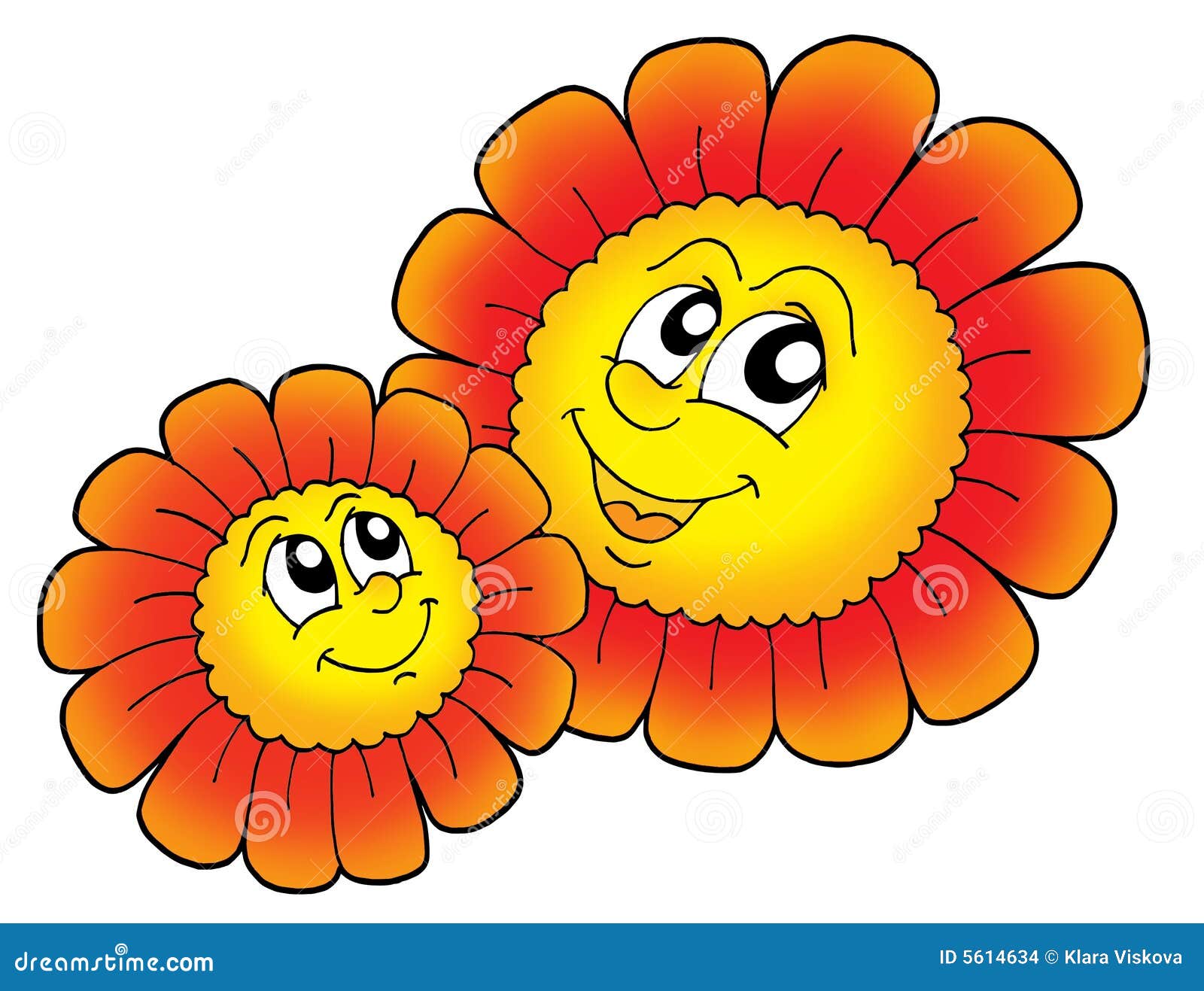 Pair of Smiling Red Flowers Stock Illustration - Illustration of colors ...