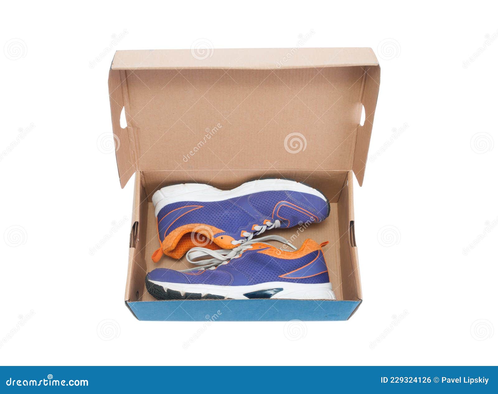 Pair of Sneakers Inside Shoe Box on White Background Stock Photo ...