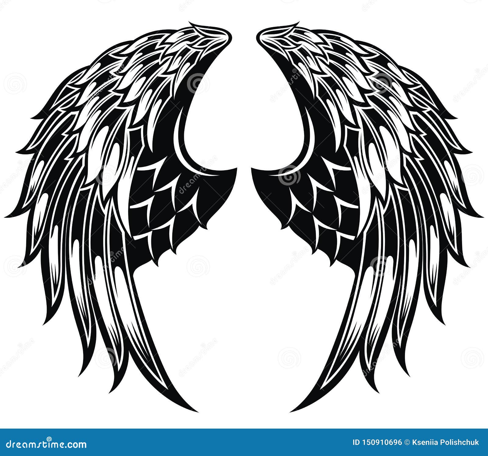 Black and White Angel Wings. Vector Illustration Stock Vector ... Black and White Angel Wings. Vector Illustration Stock Vector ...