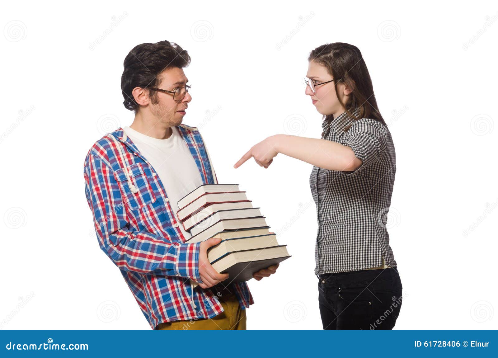 The Pair of Students Isolated on White Stock Photo - Image of ...