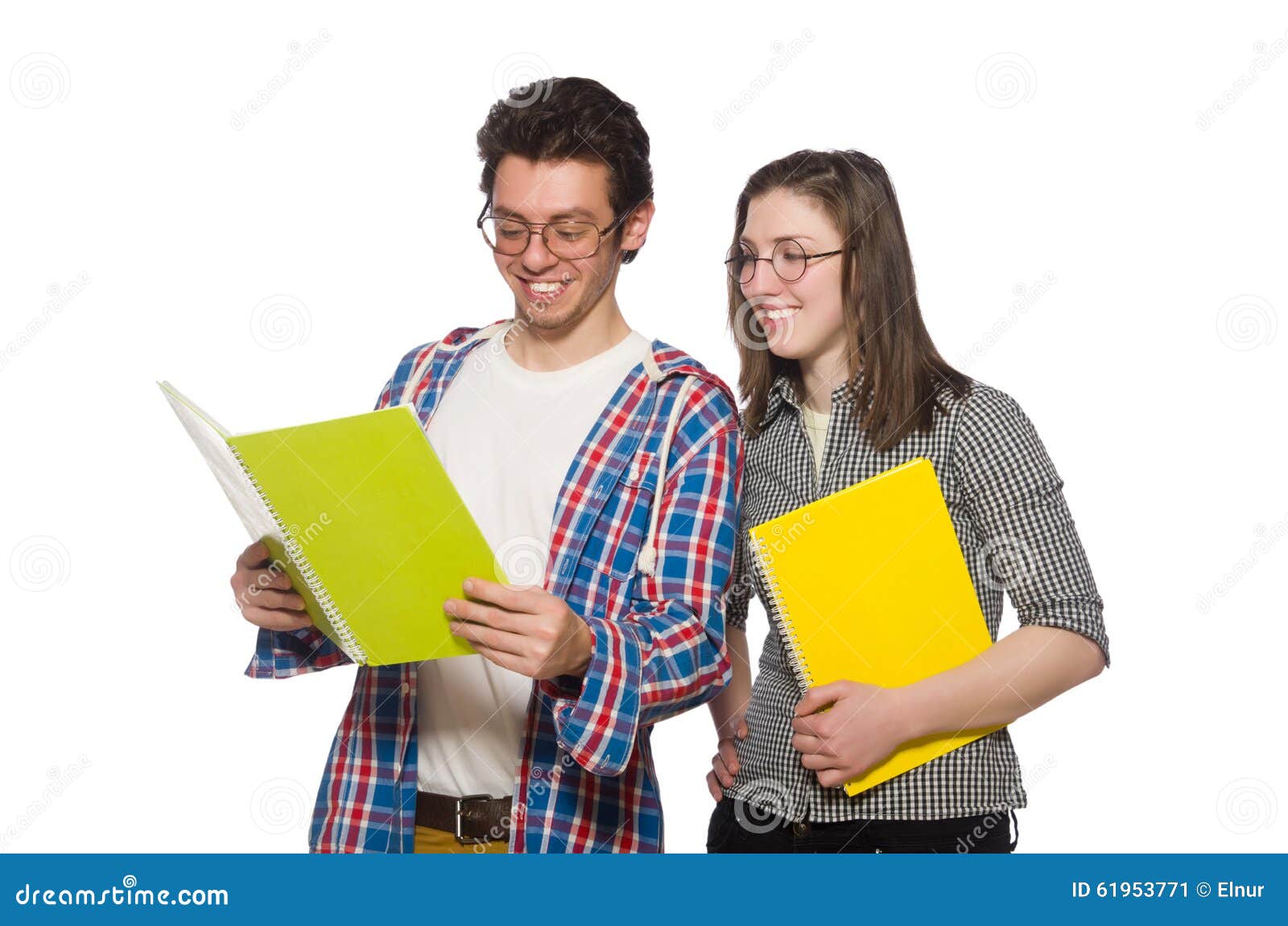 The Pair of Students Isolated on White Stock Image - Image of books ...