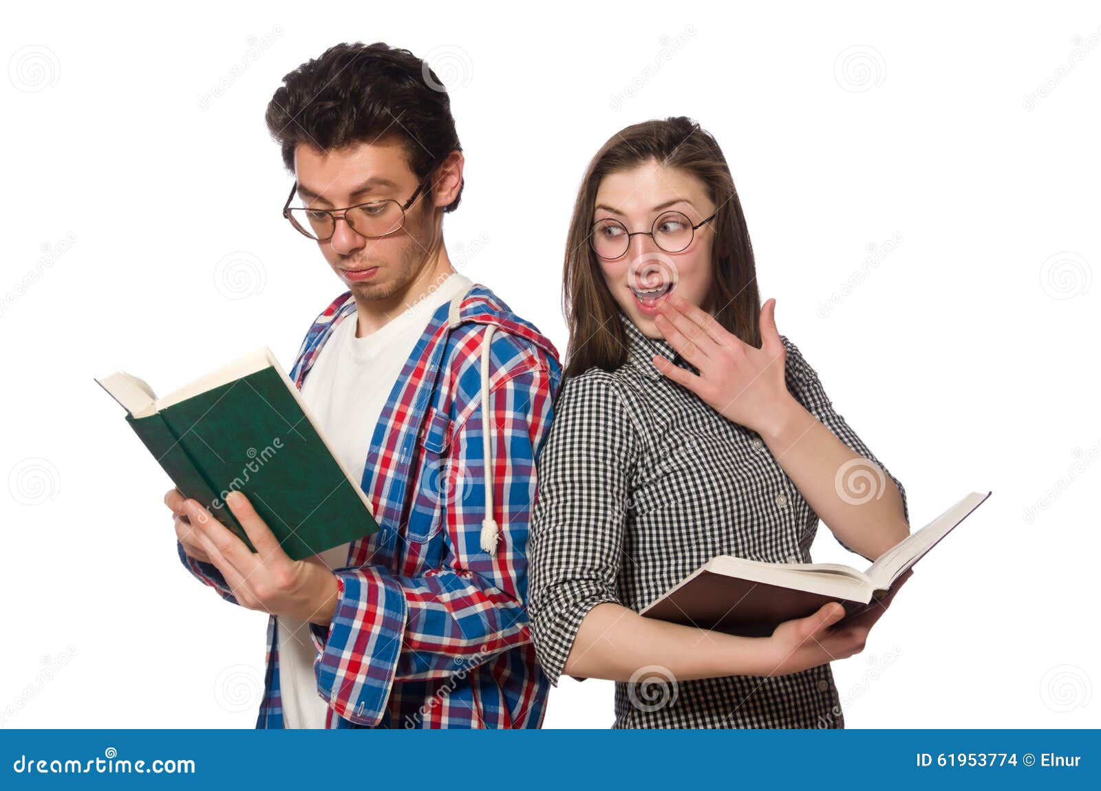 The Pair of Students Isolated on White Stock Photo - Image of ...