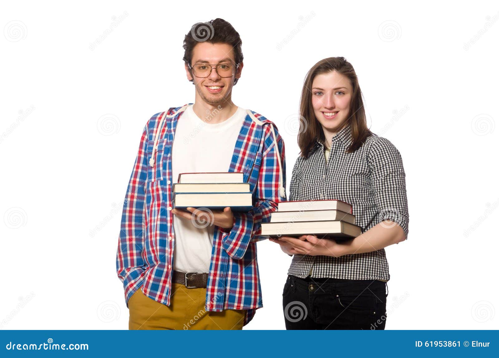 The Pair of Students Isolated on White Stock Image - Image of class ...