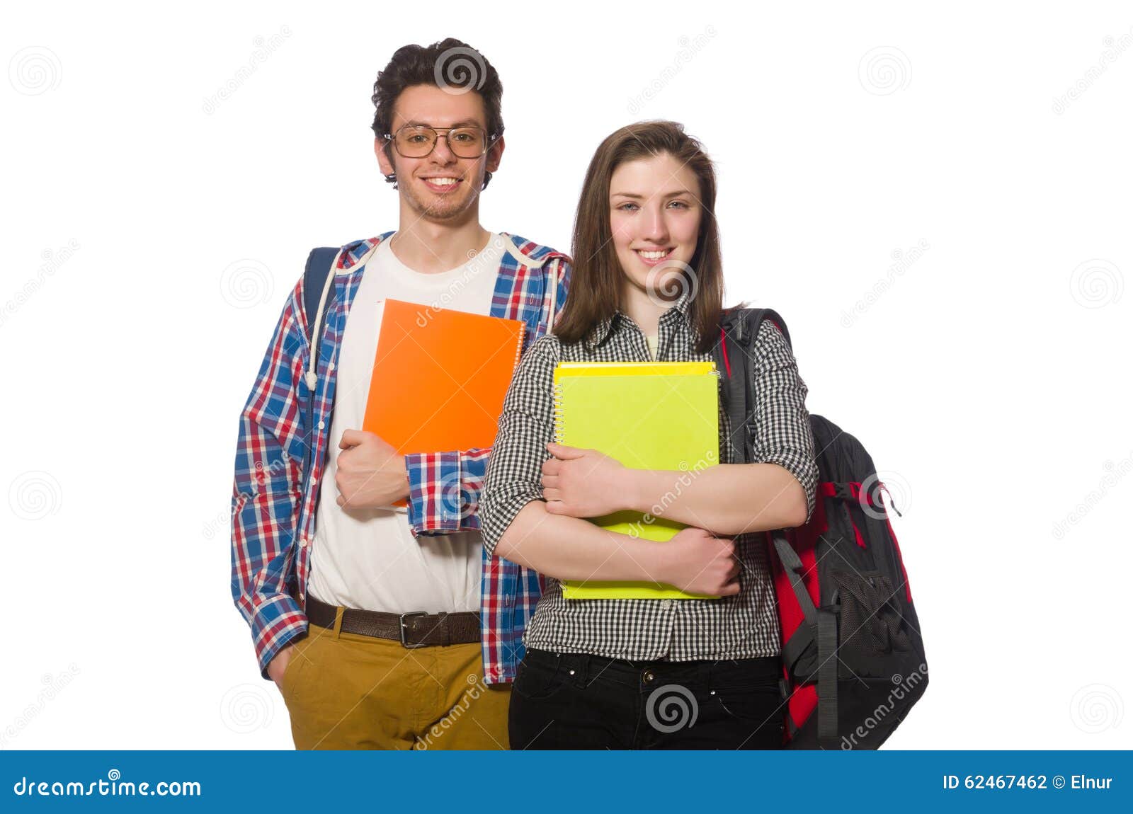 Pair of Students Isolated on White Stock Photo - Image of graduate ...