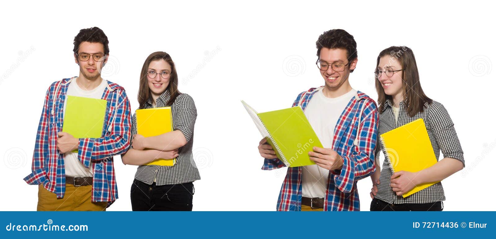 The Pair of Students Isolated on White Stock Photo - Image of graduate ...