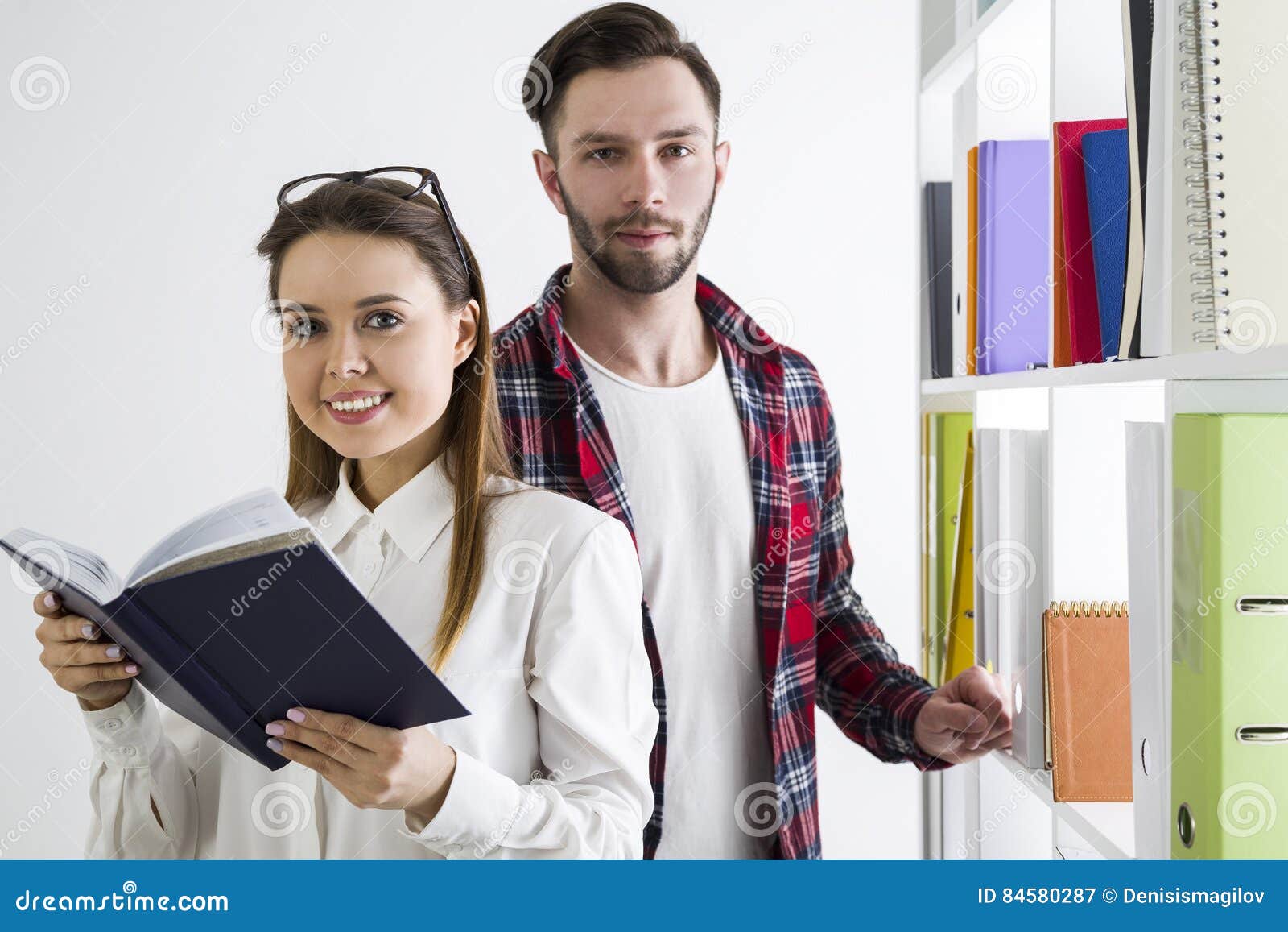 Pair of Students in a Library Stock Image - Image of academic, career ...