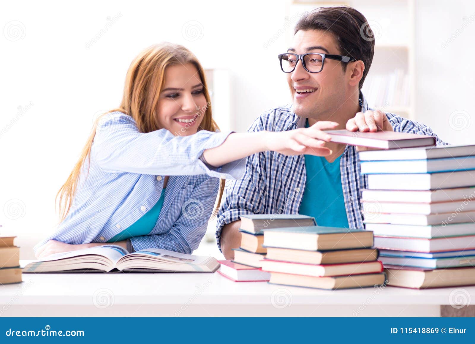 The Pair of Students Studying for University Exams Stock Image - Image ...