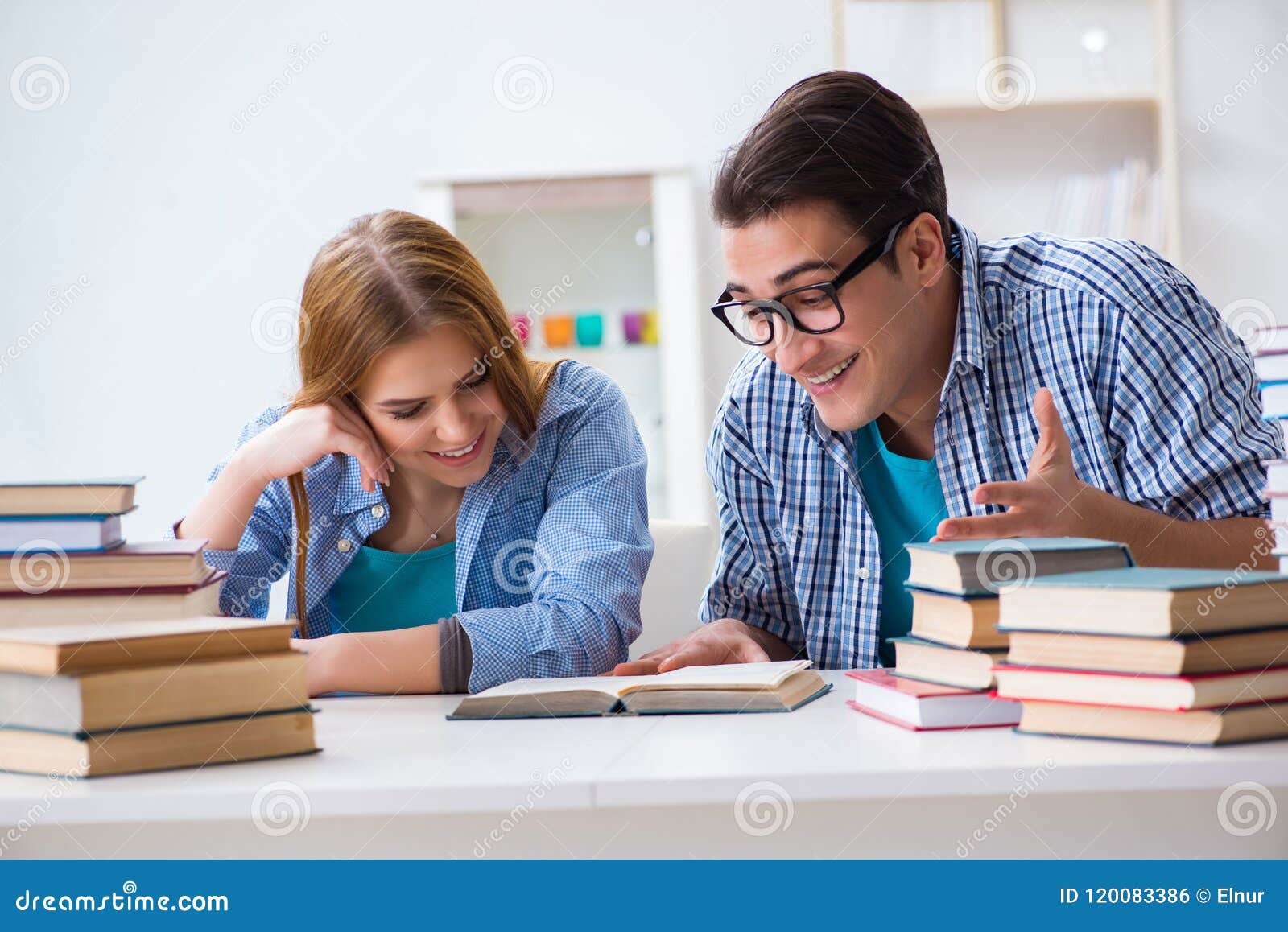 The Pair of Students Studying for University Exams Stock Photo - Image ...