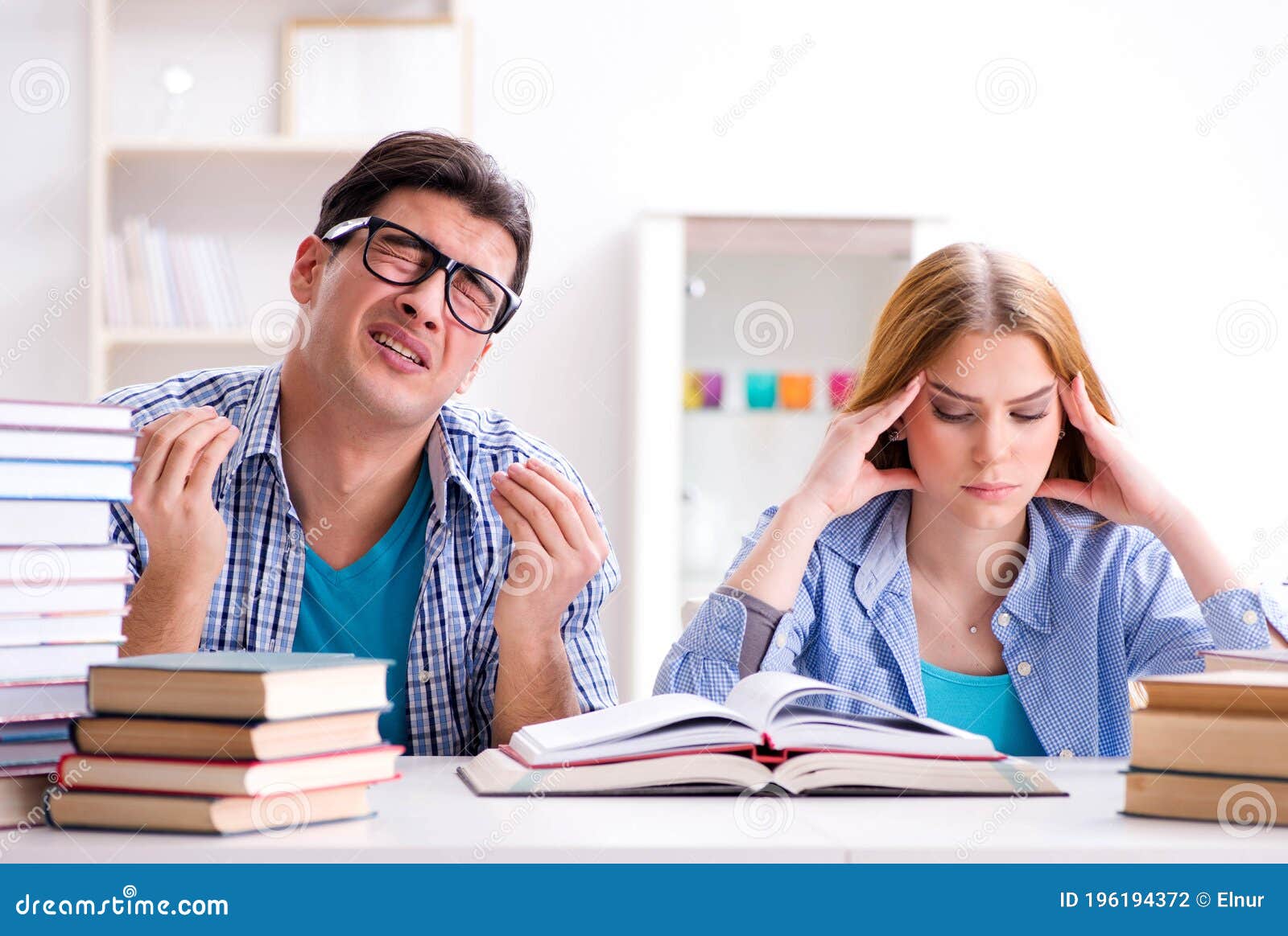 Pair of Students Studying for University Exams Stock Photo - Image of ...