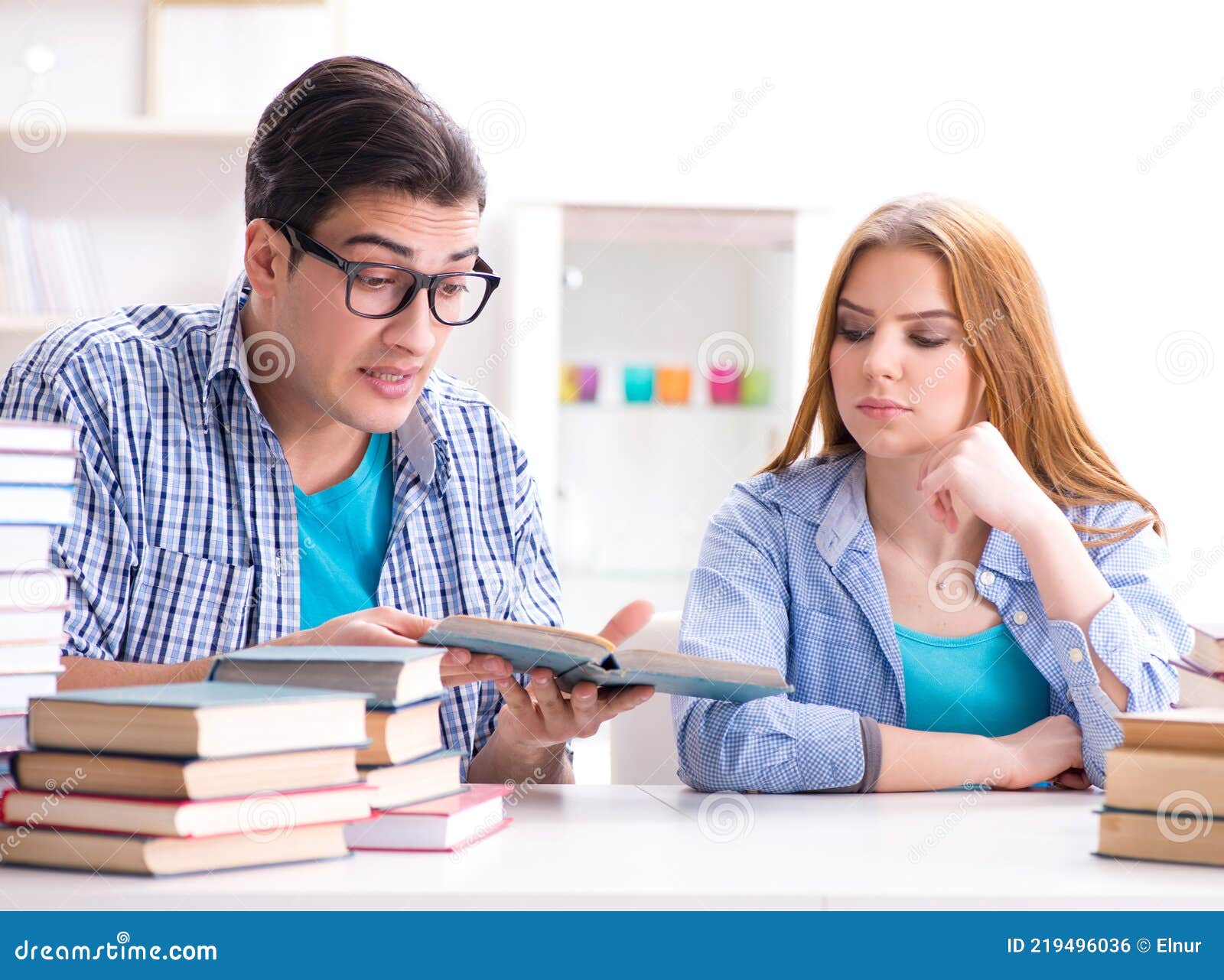Pair of Students Studying for University Exams Stock Photo - Image of ...
